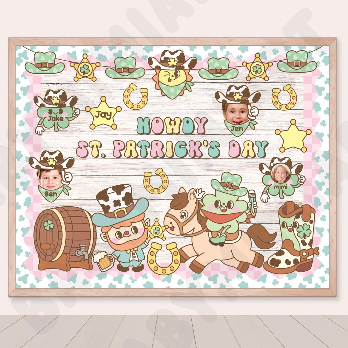 Western Groovy Retro St Patricks Day Bulletin Board, Saddle up for ...