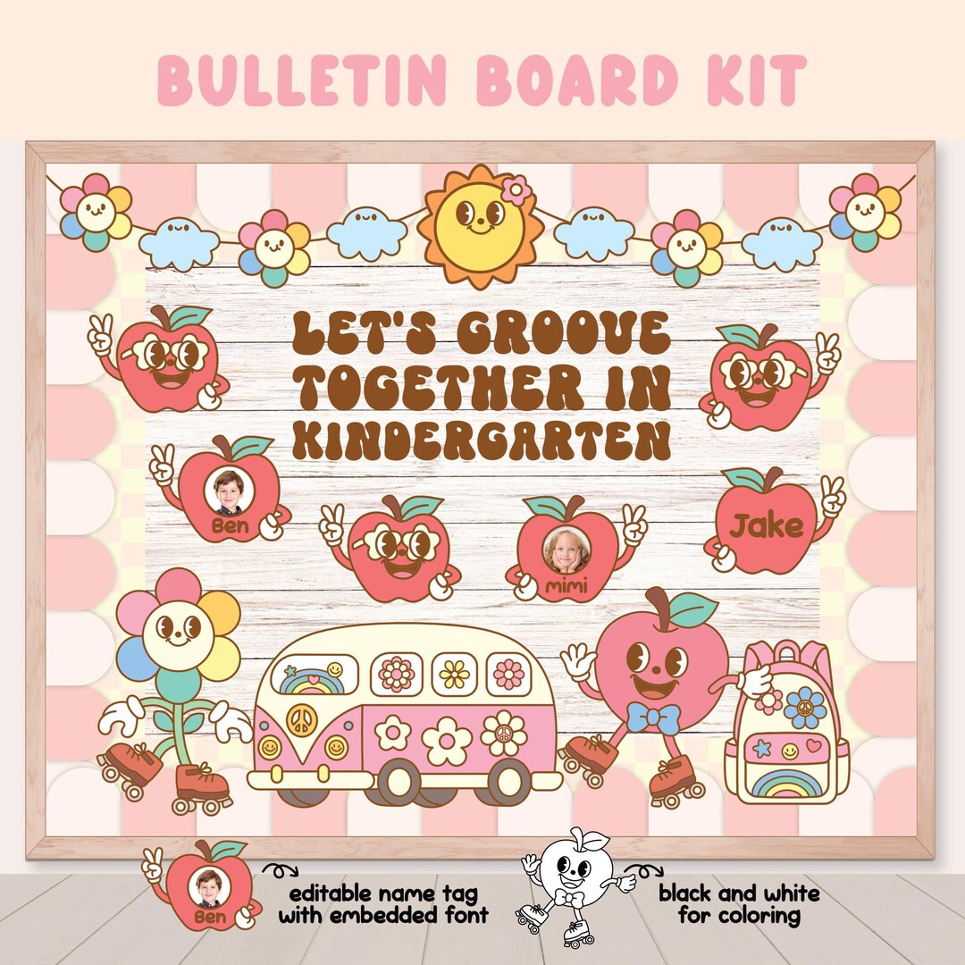 Groovy Retro School Bulletin Board Kit, Welcome Back to School Clipart ...