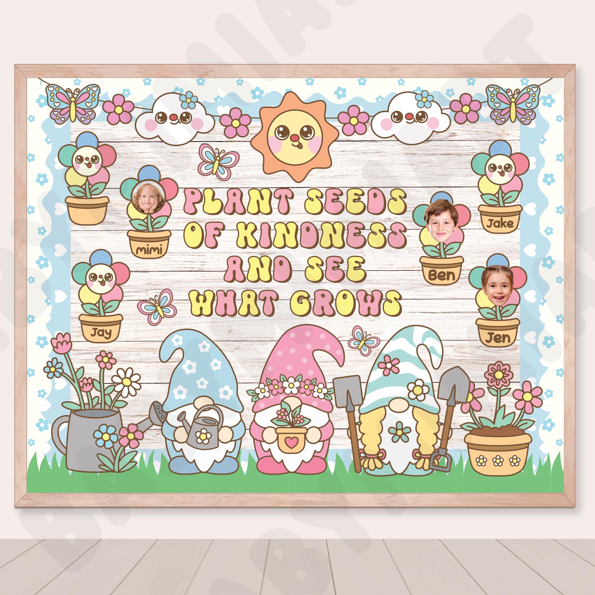 Spring Gnome Kindness Bulletin Board, Plant Kindness and Watch It Bloom ...