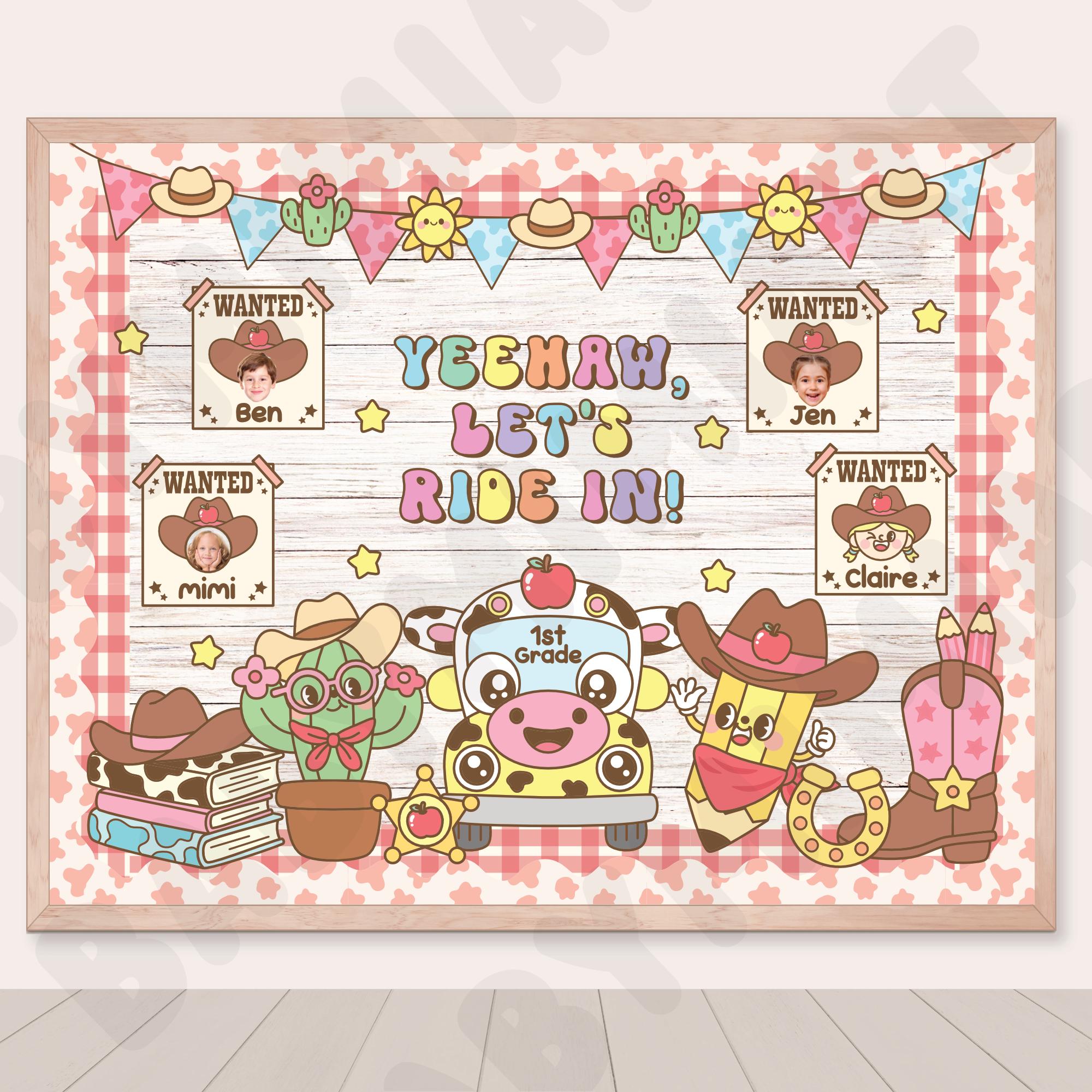 Western Groovy Retro Back to School Bulletin Board,howdy Saddle Up ...