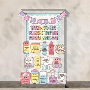 Back to School Mental Health Bulletin Board, August Wellness Door Decor ...