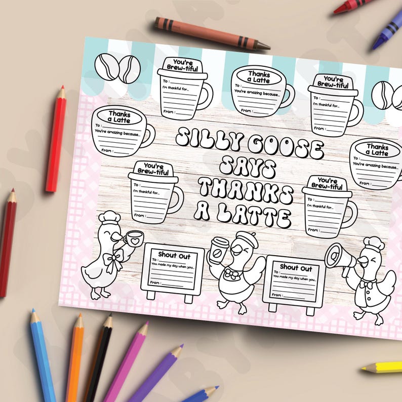 Shout Out Bulletin Board, Silly Goose Thanks a Latte, Pastel August ...