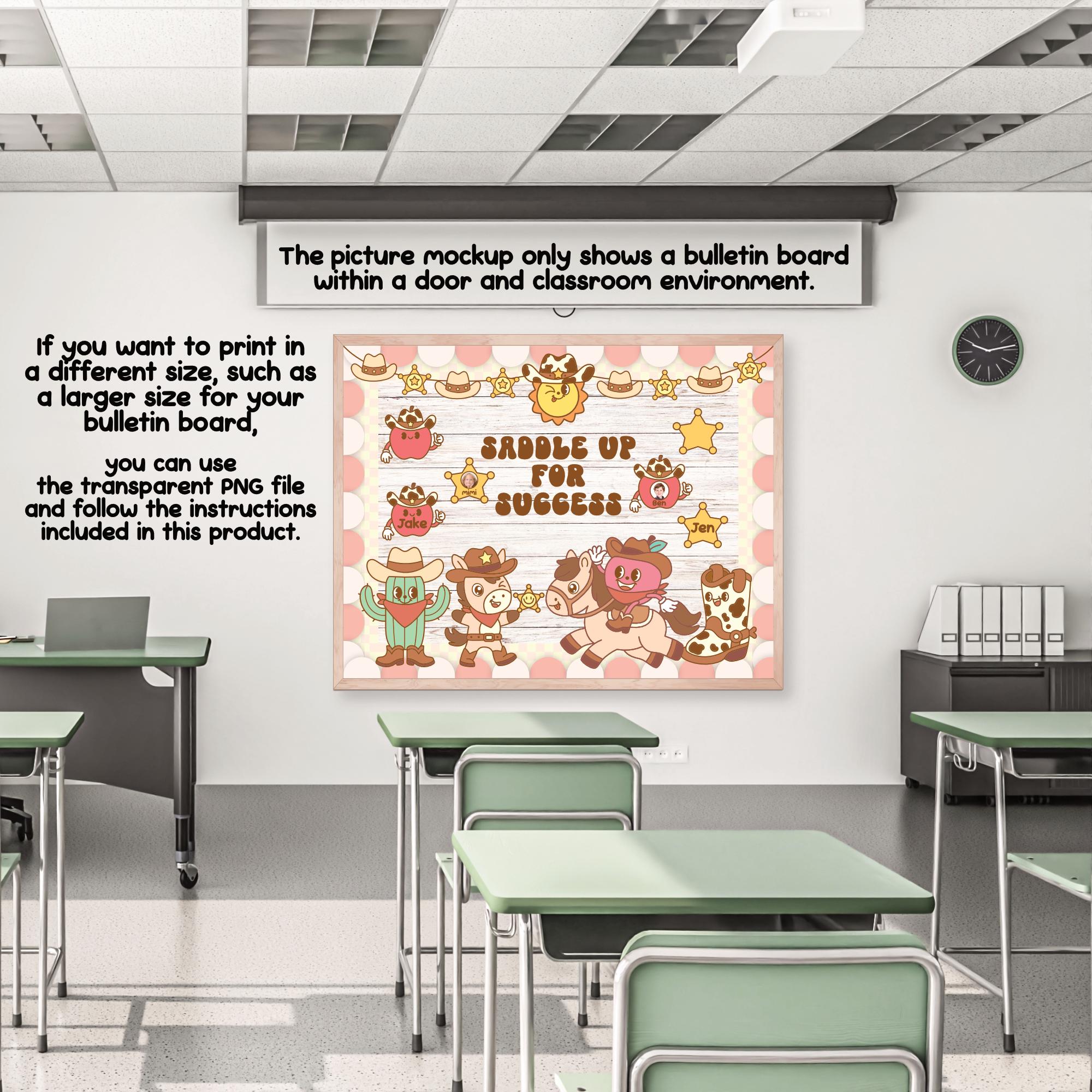 Western Groovy Retro School Bulletin Board, Howdy Saddle up for Success ...