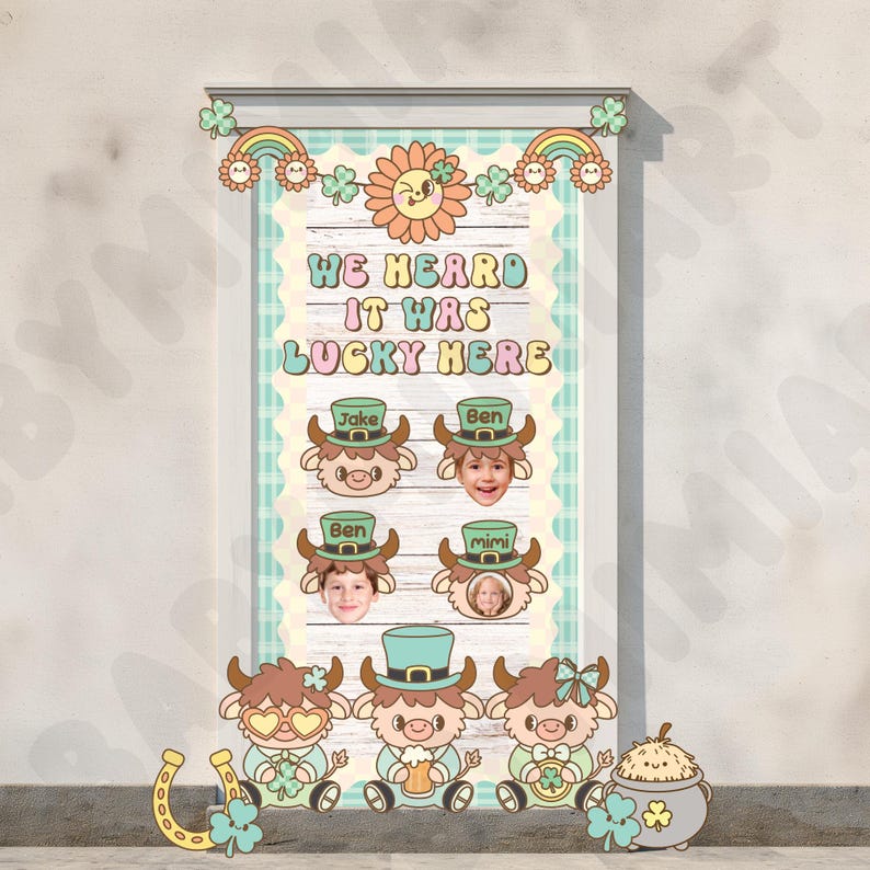 Groovy Retro St Patricks Day Bulletin Board, We Heard It Was Lucky Here ...