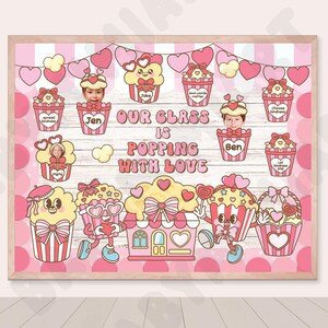 Groovy Retro Valentines Day Popcorn Kindness Bulletin Board Kit ...