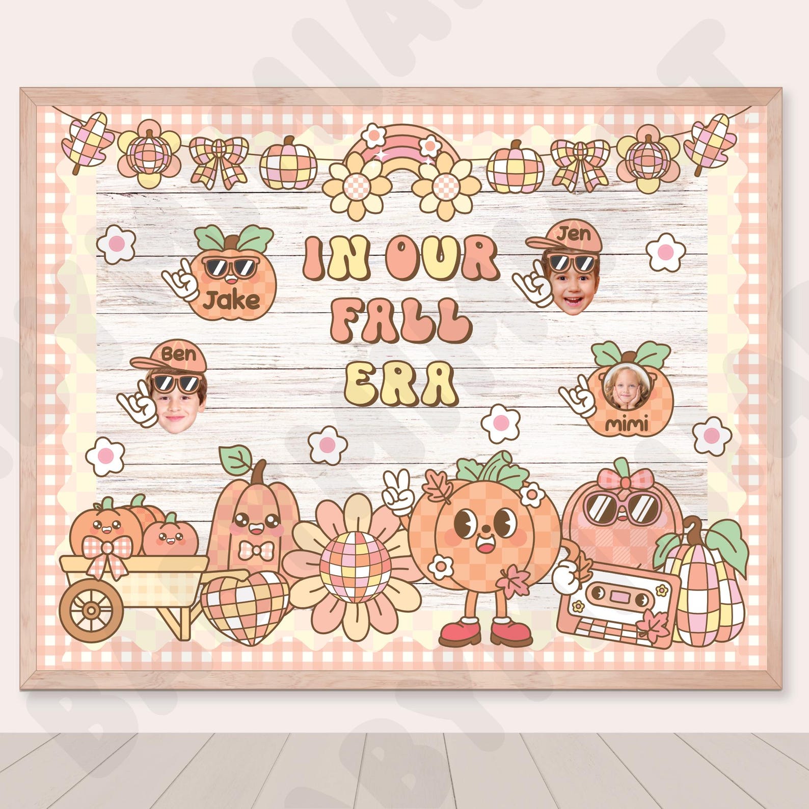Groovy Retro Fall Bulletin Board Kit, Pumpkin Patch Door Decor ...