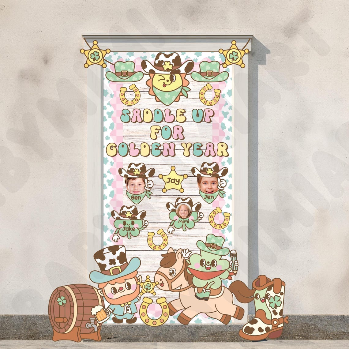 Western Groovy Retro St Patricks Day Bulletin Board, Saddle up for ...