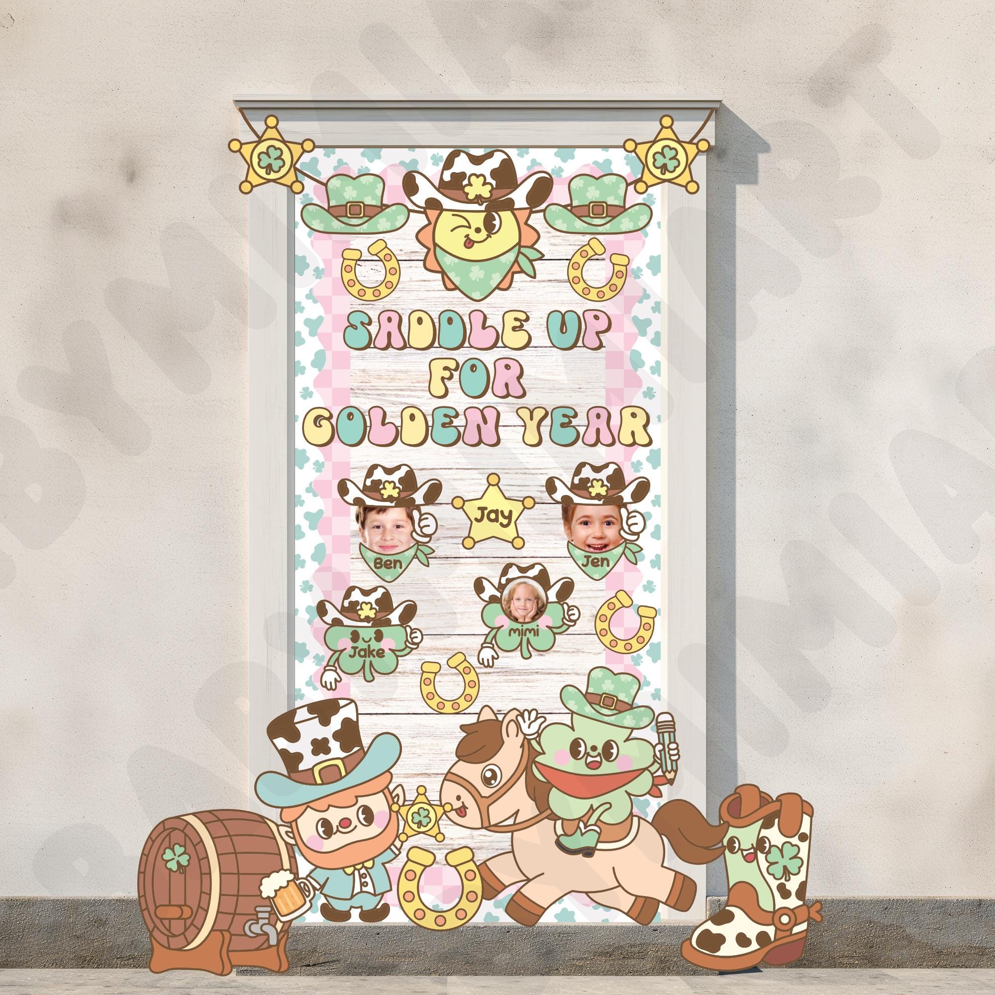 Western Groovy Retro St Patricks Day Bulletin Board, Saddle up for ...