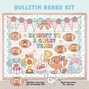 Groovy Retro Football Back to School Bulletin Board, Groovy Varsity ...