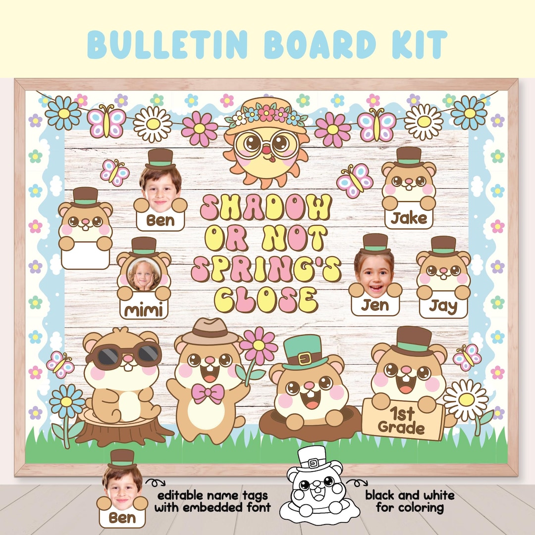 Groundhog Day Spring Bulletin Board, Shadow or Not Spring's Call Door ...