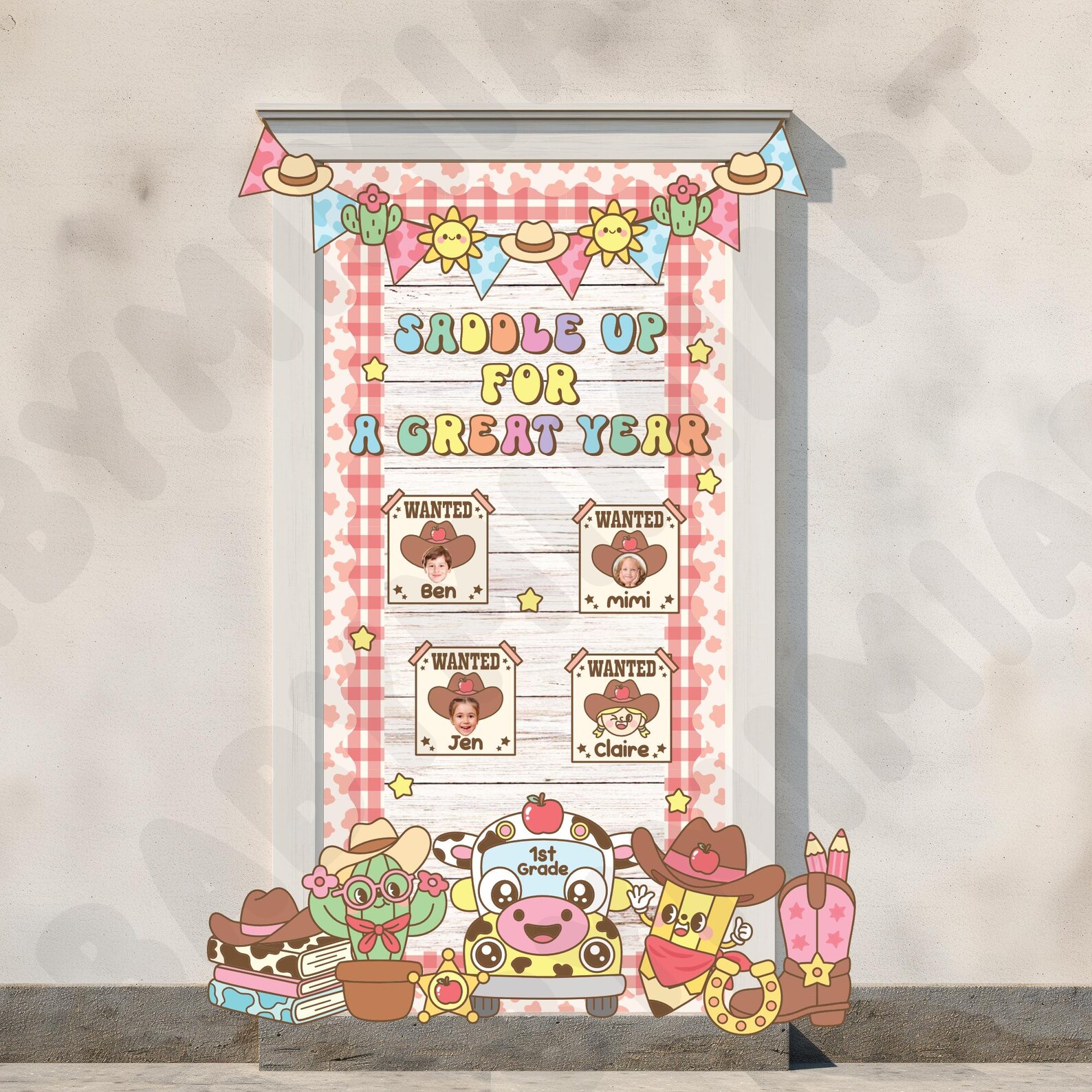 Western Groovy Retro Back to School Bulletin Board,howdy Saddle Up ...