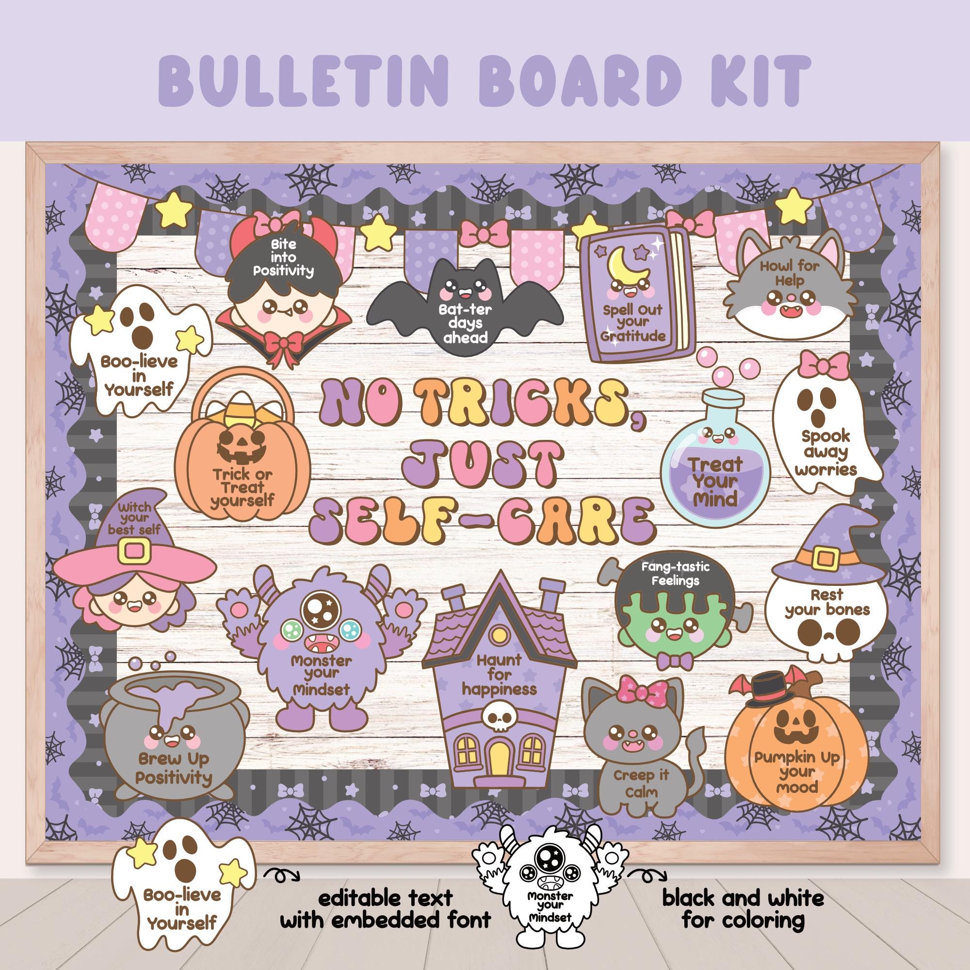 Halloween Mental Health Bulletin Board Kit: Classroom Door Decor ...
