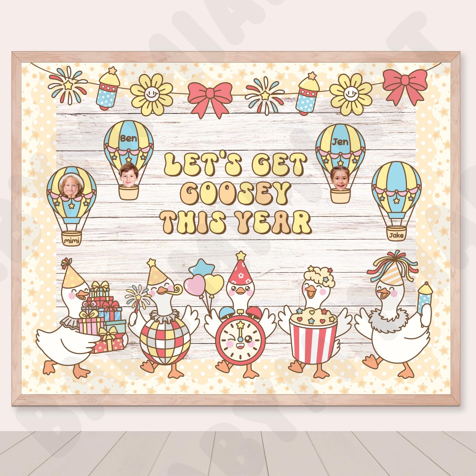 Silly Goose New Year Bulletin Board Kit: December Door Decor (editable ...