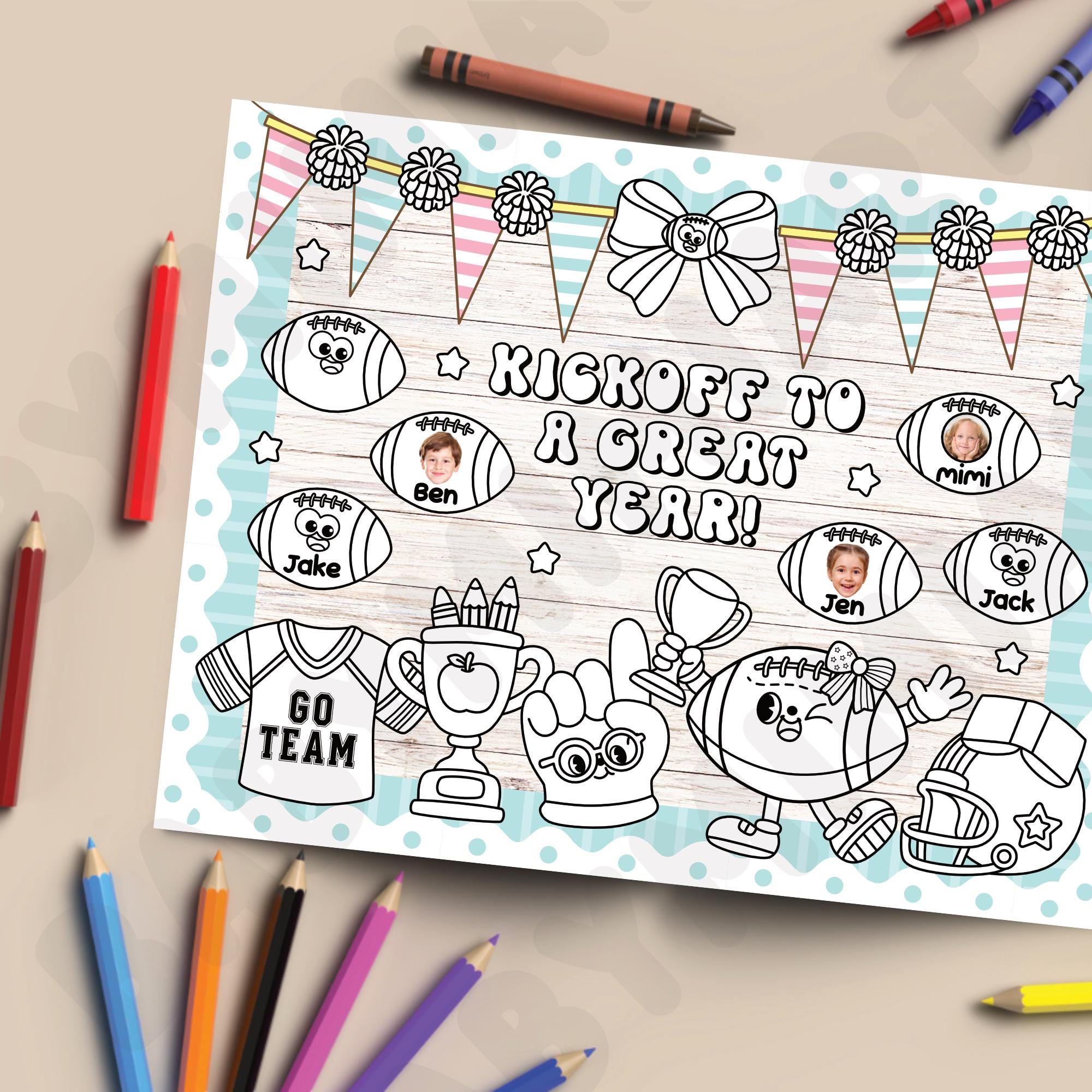 Groovy Retro Football Back to School Bulletin Board, Groovy Varsity ...