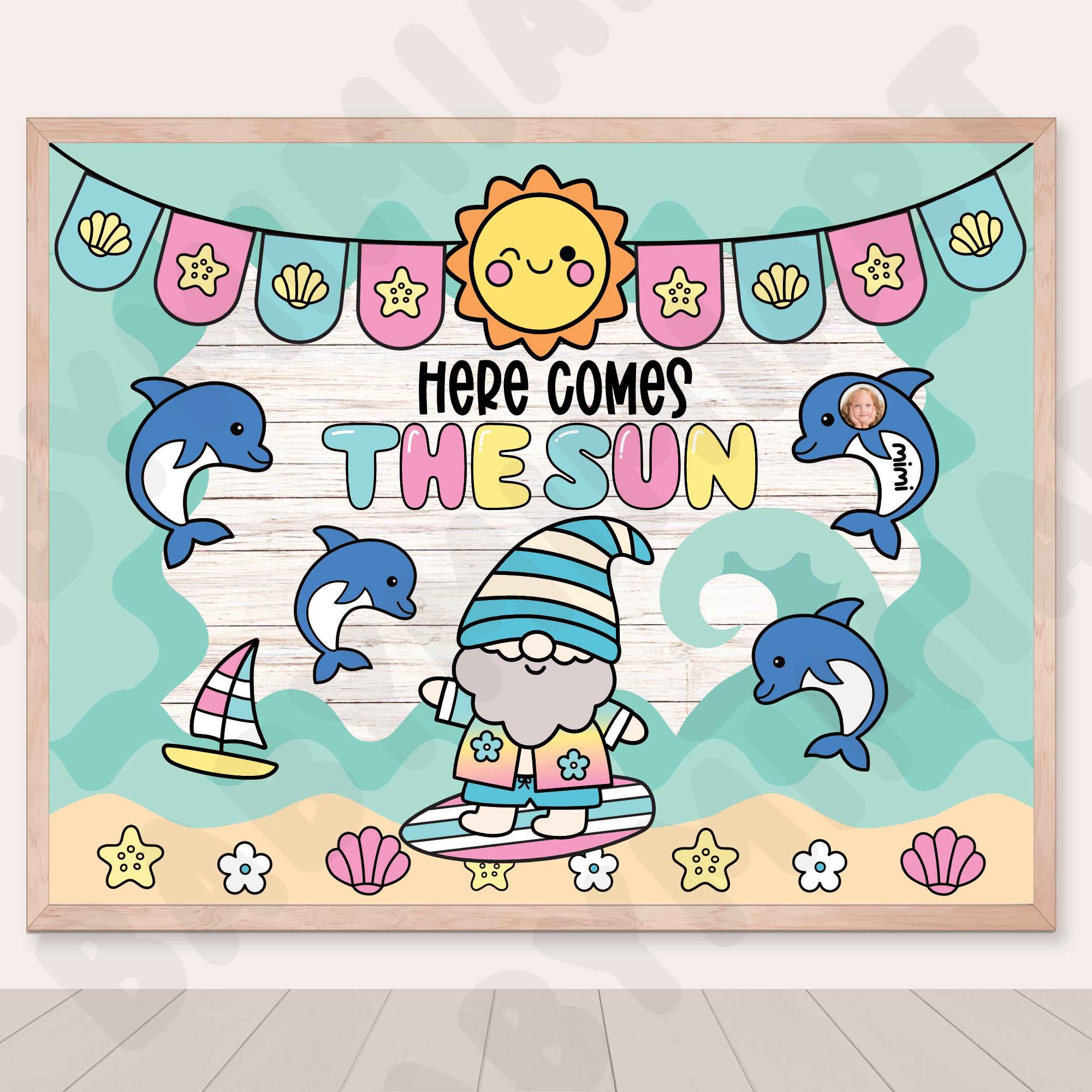 Summer Bulletin Board Kit, Ocean Beach Craft Clipart, Summer Door Decor ...