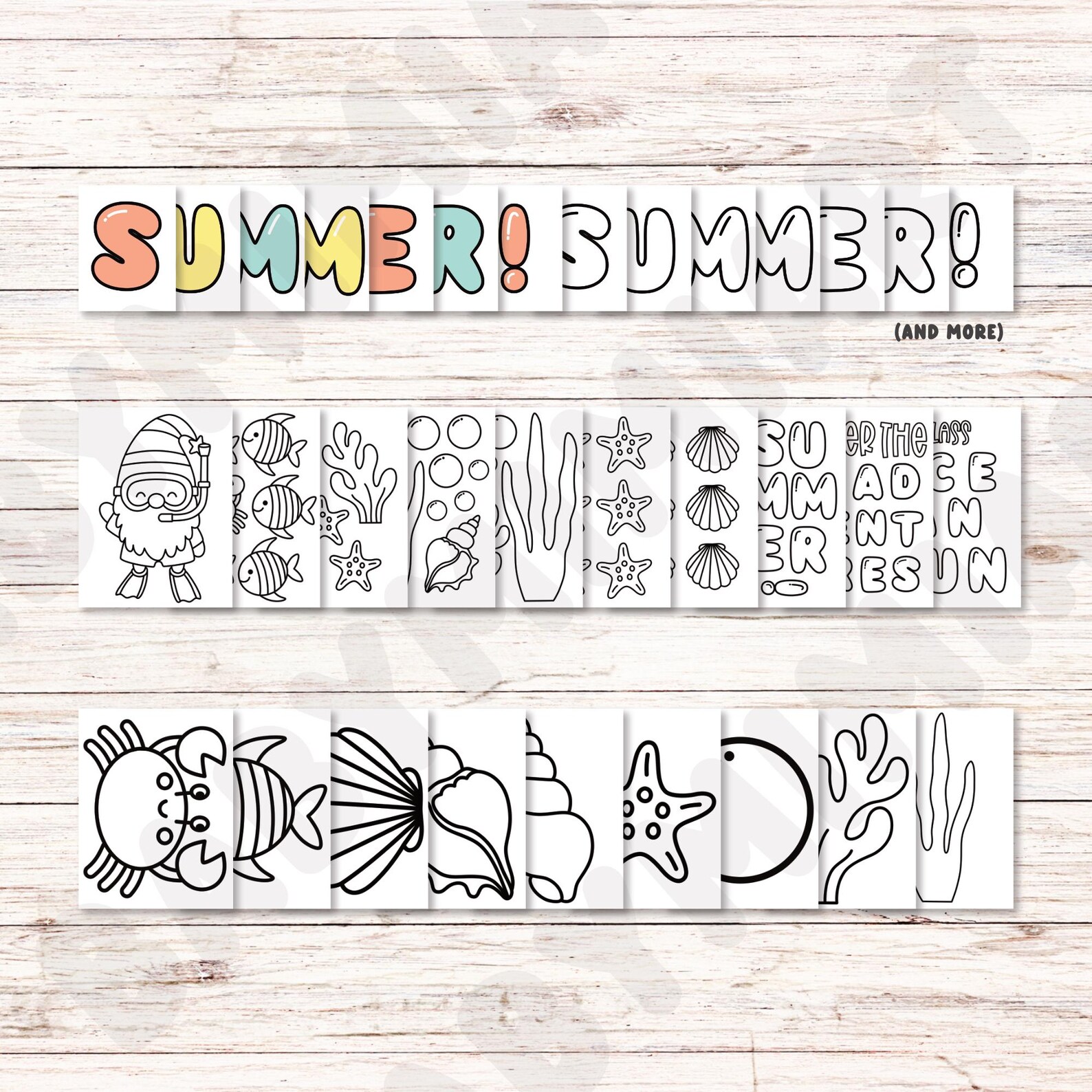 Summer Bulletin Board Kit, Ocean Craft Clipart, Summer Door Decoration ...