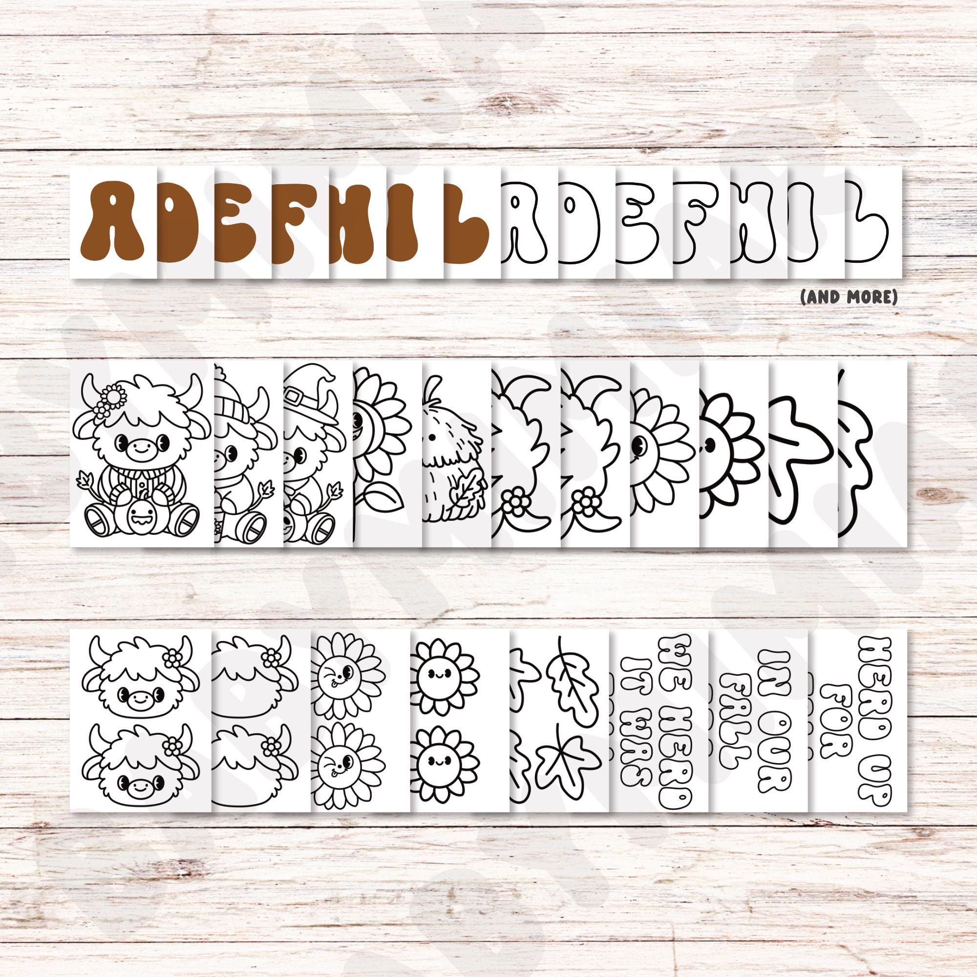 Groovy Retro Fall Autumn Bulletin Board Kit, Retro Highland Cow Clipart ...