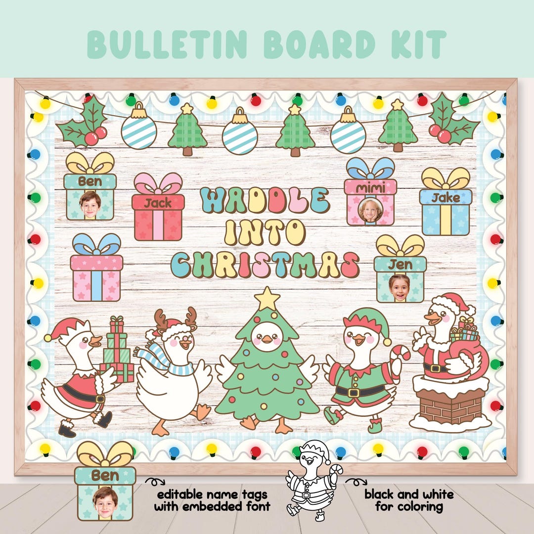 Silly Goose Christmas Bulletin Board Kit: December Door Decor (editable ...