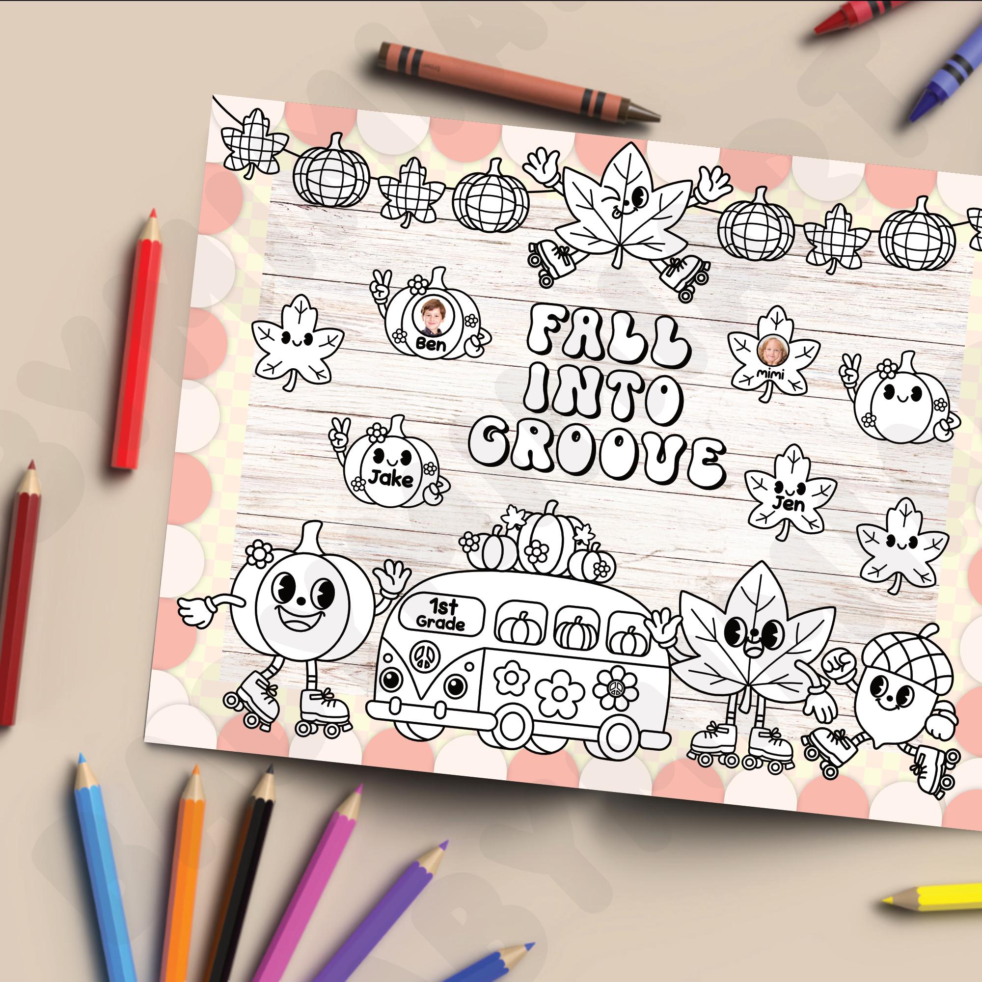 Groovy Retro Fall Autumn Bulletin Board Kit, Retro Pumpkin Clipart ...