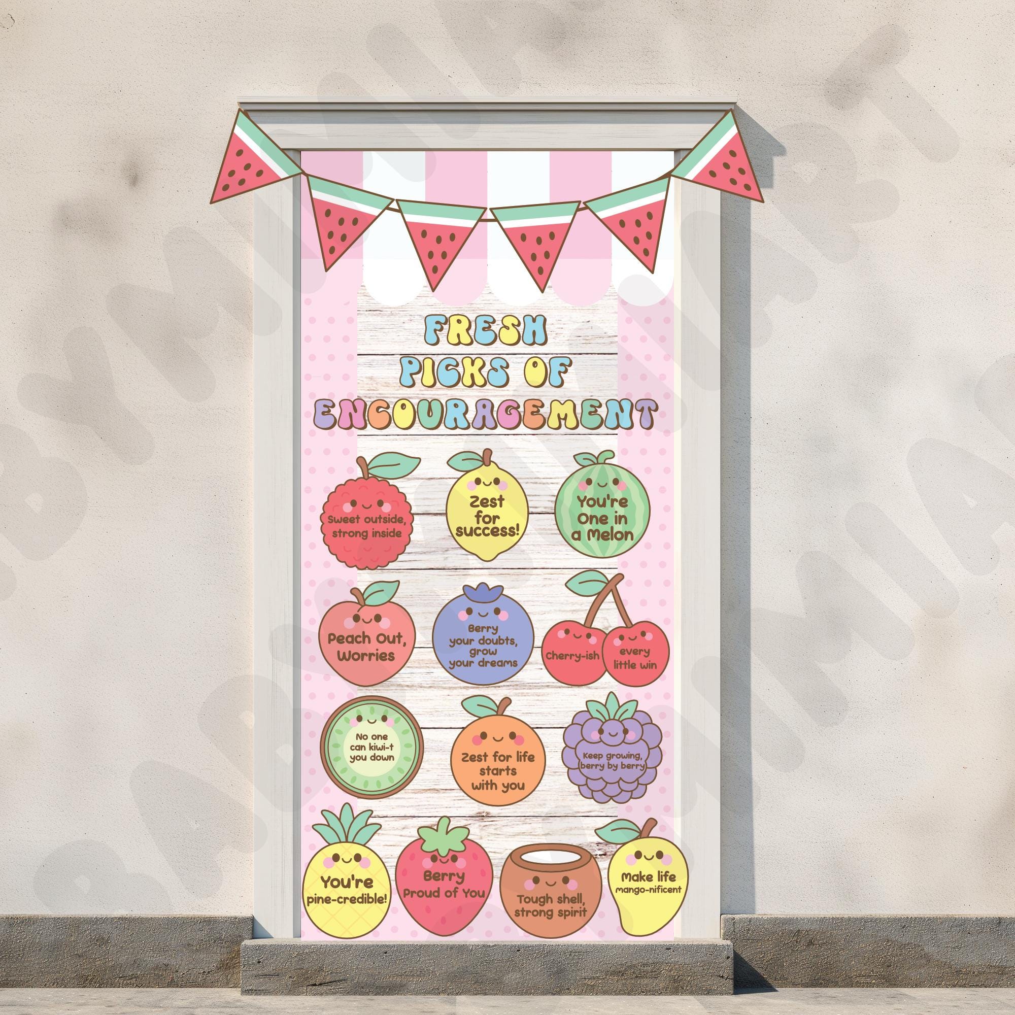 Summer Motivation Bulletin Board, Summer Fruits May June Door Decor ...