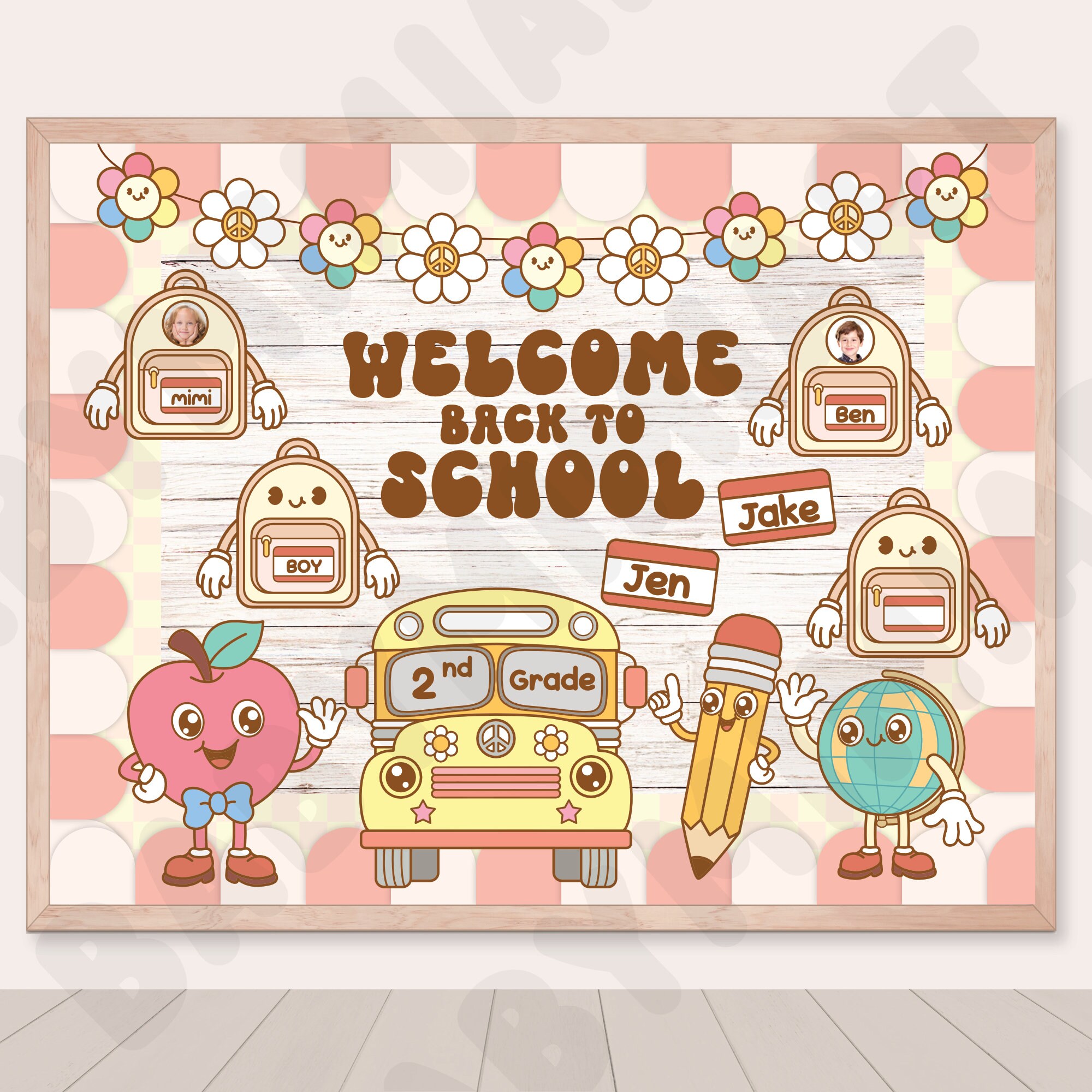 Groovy Retro School Bulletin Board Kit, Back to School Clipart, Groovy ...