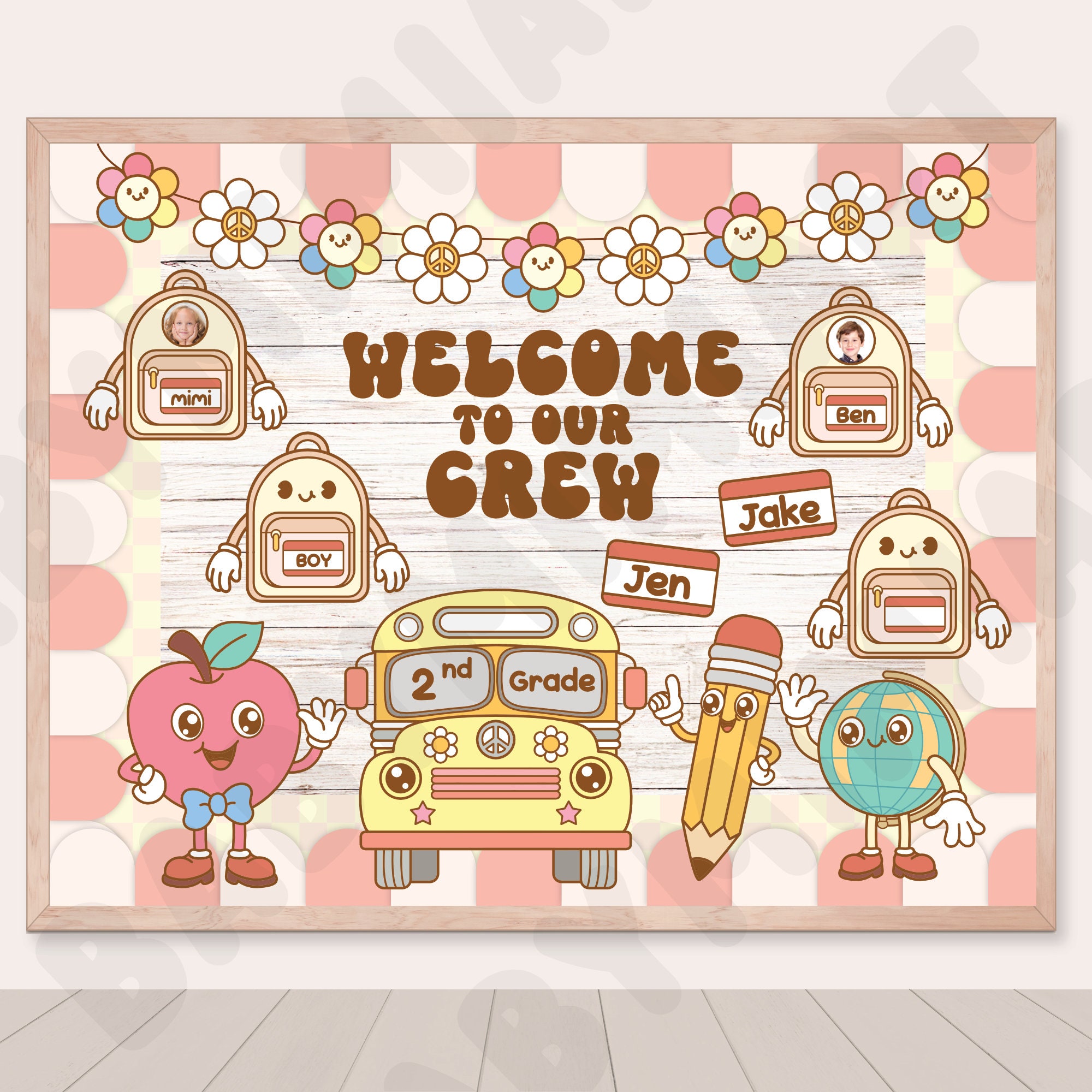 Groovy Retro School Bulletin Board Kit, Back to School Clipart, Groovy ...