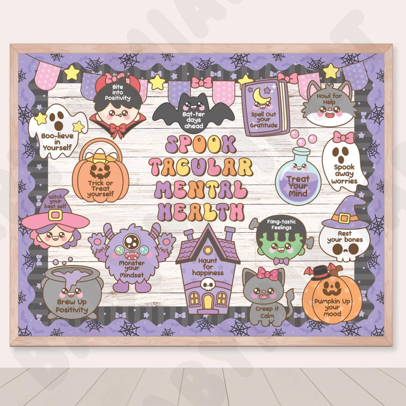 Halloween Mental Health Bulletin Board Kit: Classroom Door Decor ...