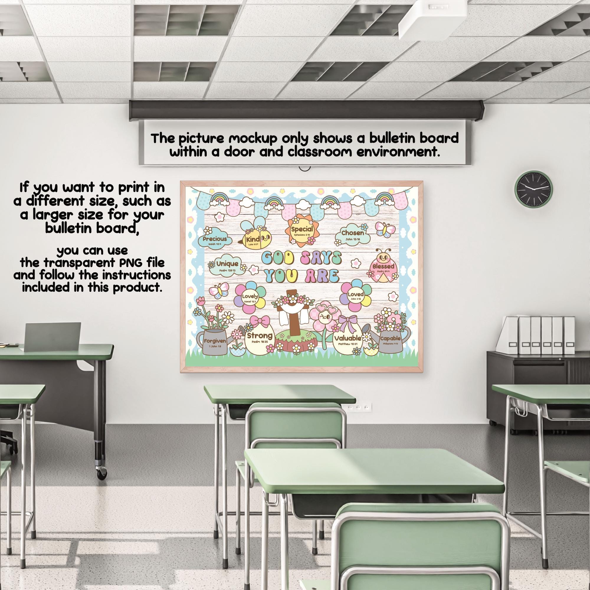 Christian Spring Flower Bulletin Board, God Says You Are, Spring April ...