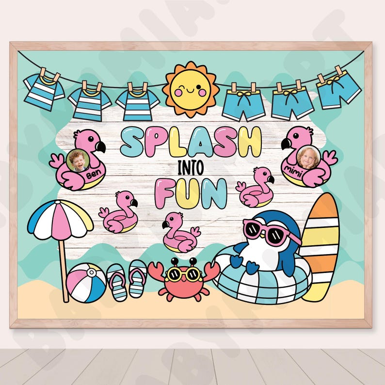 Summer Bulletin Board Kit, Ocean Beach Craft Clipart, Summer Door Decor ...