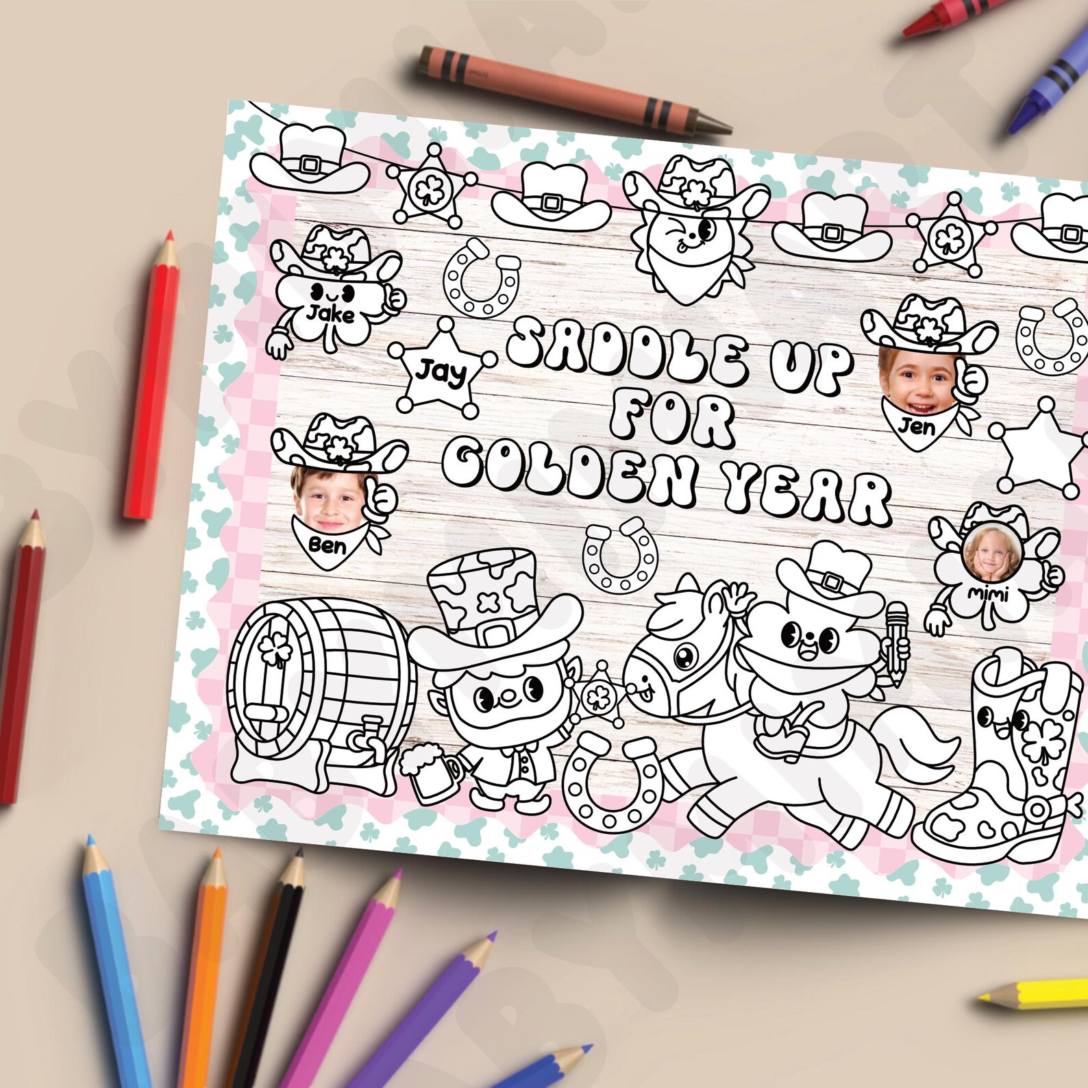 Western Groovy Retro St Patricks Day Bulletin Board, Saddle up for ...