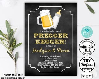 Pregger Kegger / Baby / Shower / Co-ed / Invitation / Beer / | Etsy