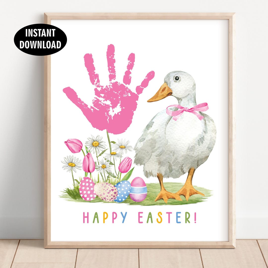 Goose Easter Handprint / Pink Flowers / Preschool / Baby Craft / Wall ...