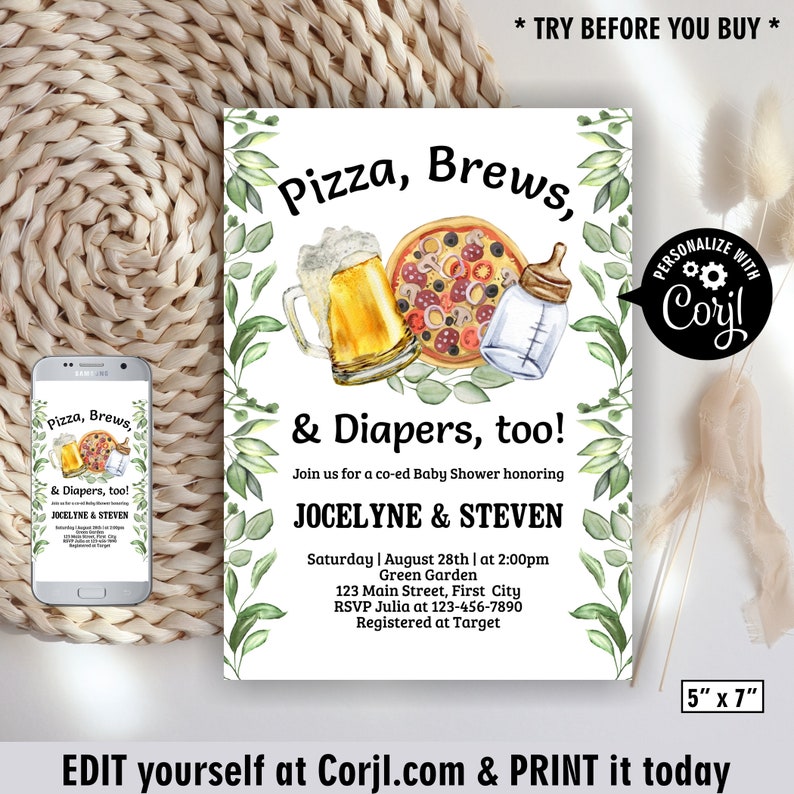 Pizza / Brews / Beer / Diapers / Pregger Kegger / Baby Shower - Etsy