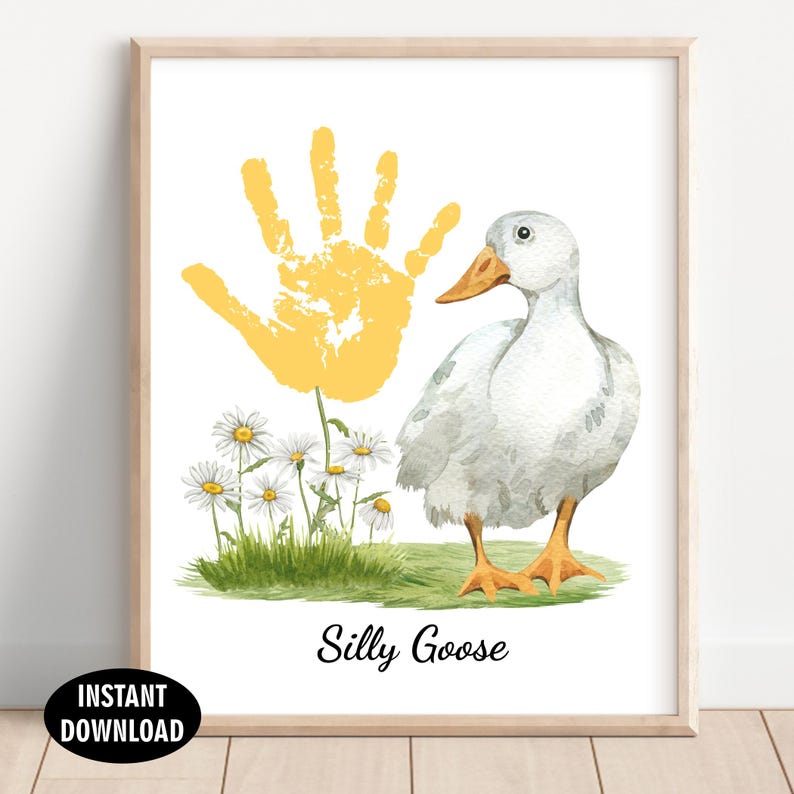 Goose Handprint / Preschool / Baby Craft / Wall Art / Flowers / Mom ...