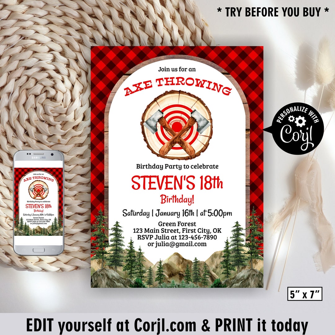 Axe Throwing Party / Birthday Invitation / Lumberjack / Team Builder ...