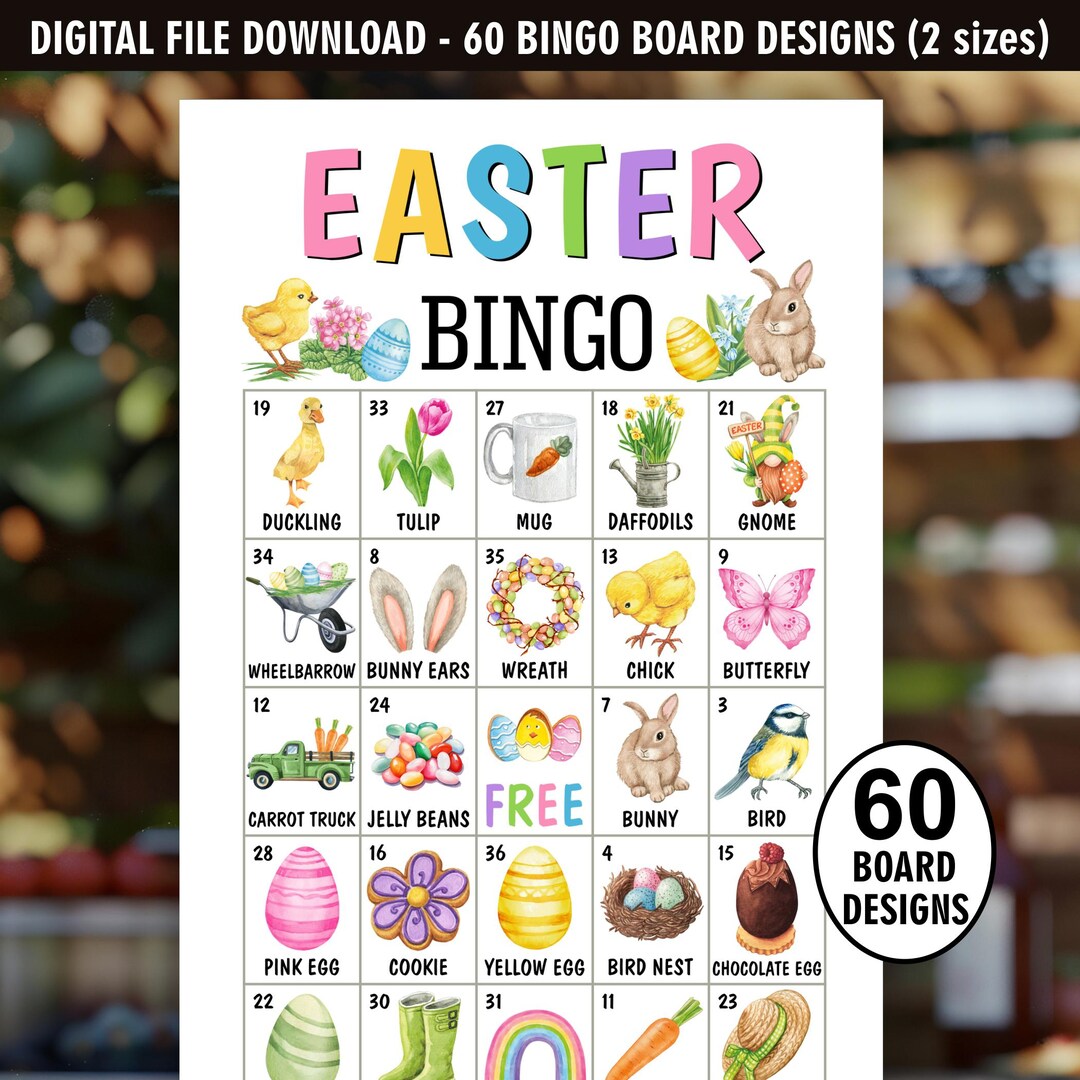 Easter Bunny Chicken Bingo Game / Eggs / Spring Bingo / 60 DIGITAL ...