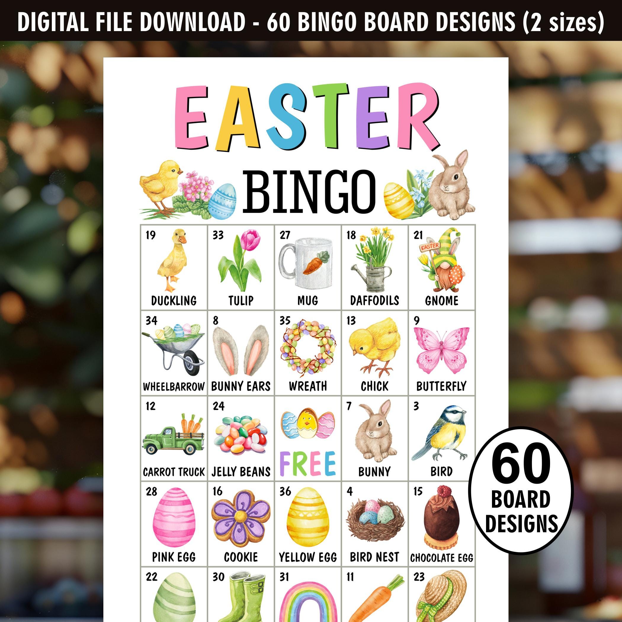 Easter Bunny Chicken Bingo Game / Eggs / Spring Bingo / 60 DIGITAL ...