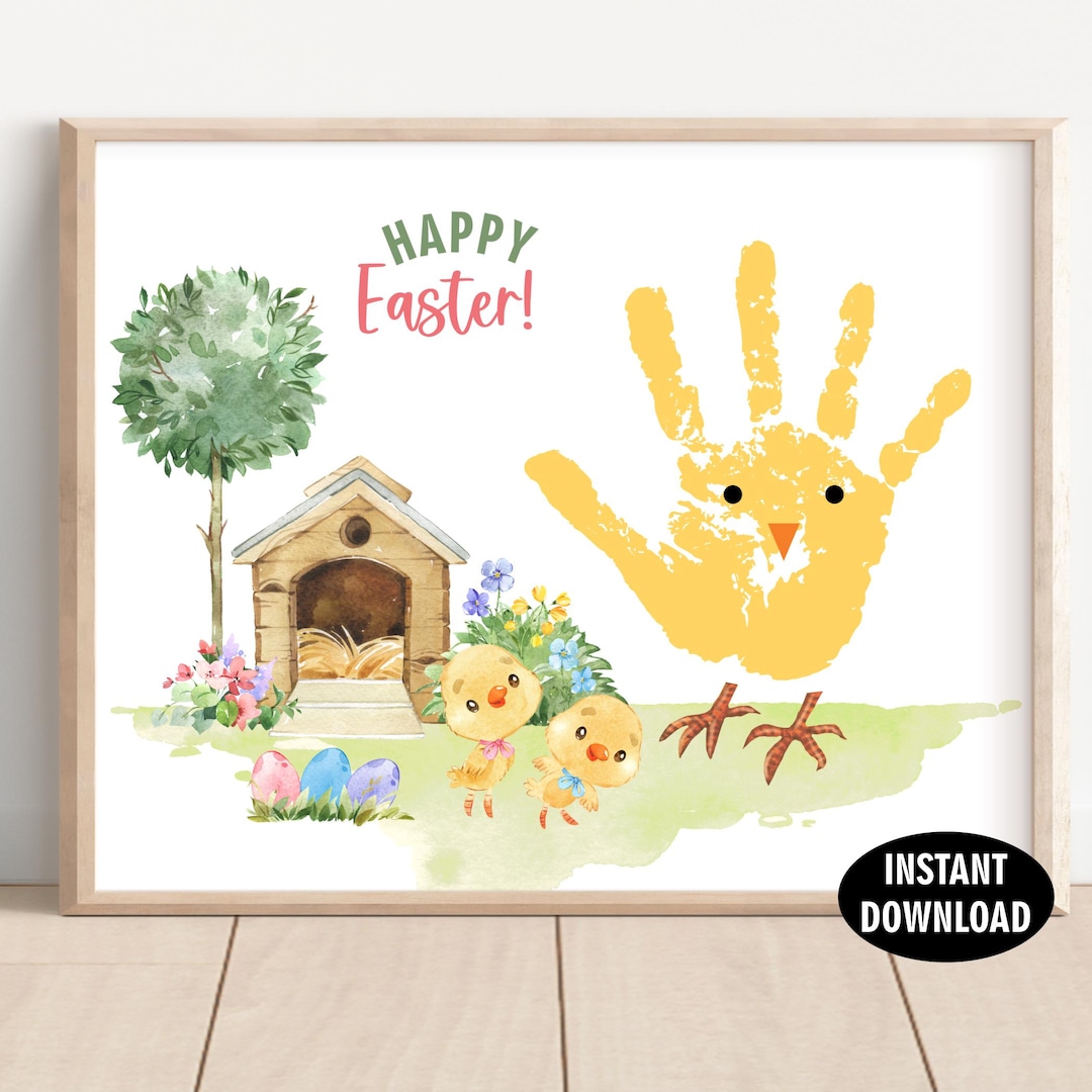 Chicken Easter Handprint / Chick / Eggs / Preschool / Baby Craft / Wall ...