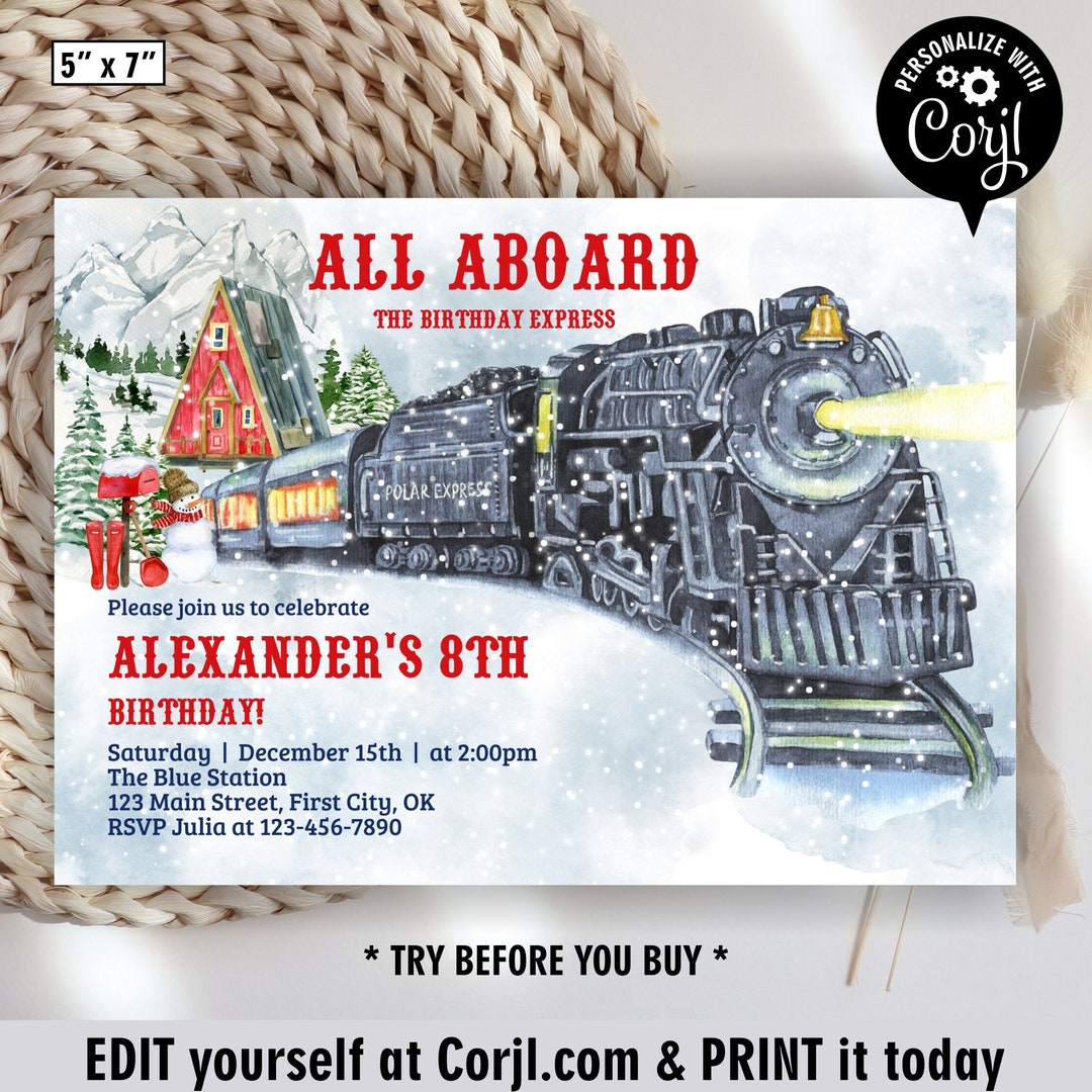 Train / Polar Express Invitation / Birthday Invite / Choo / Chugga ...