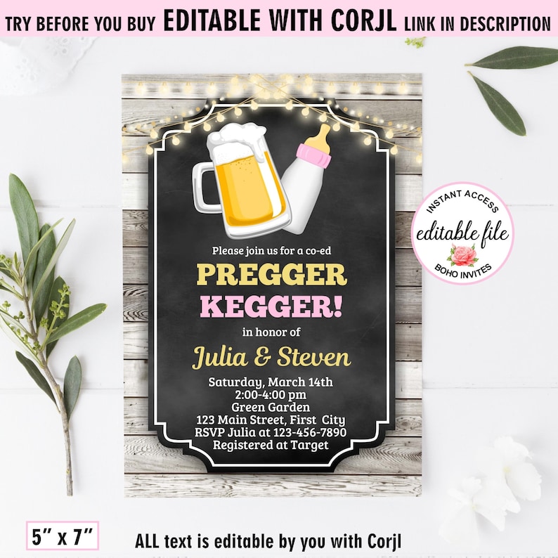 Pregger Kegger / Baby / Shower / Co-ed / Invitation / Beer / | Etsy