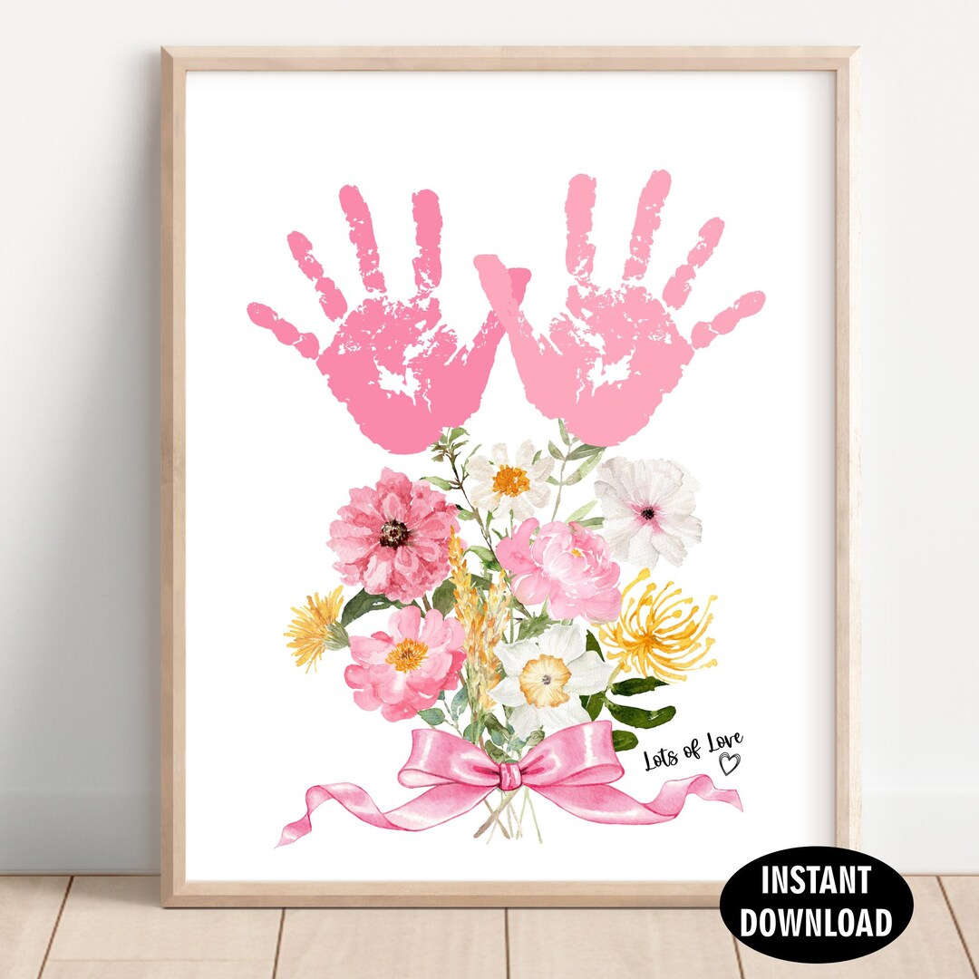 Flower Handprint Craft Art / Mothers Day / for Mom or Grandma Birthday ...