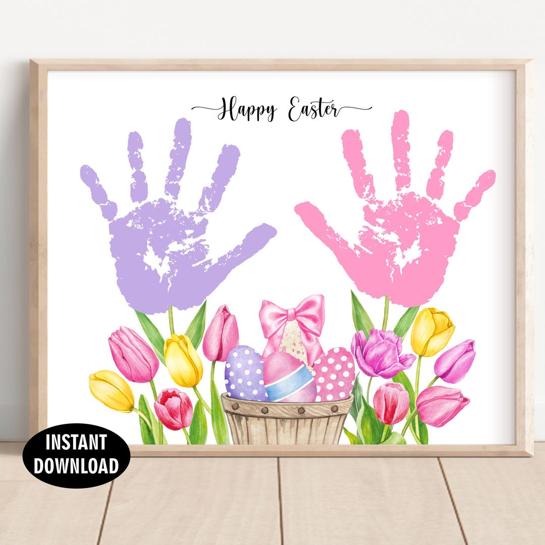 Tulip Easter Handprint / Eggs / Pink Flowers / Preschool / Baby Craft ...