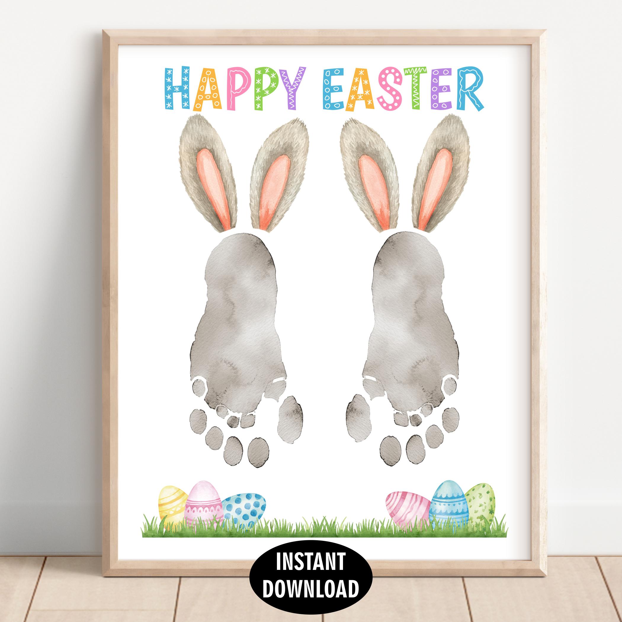 Happy Easter Footprint / Bunny Ears Craft / Spring DIY Gift / Activity ...