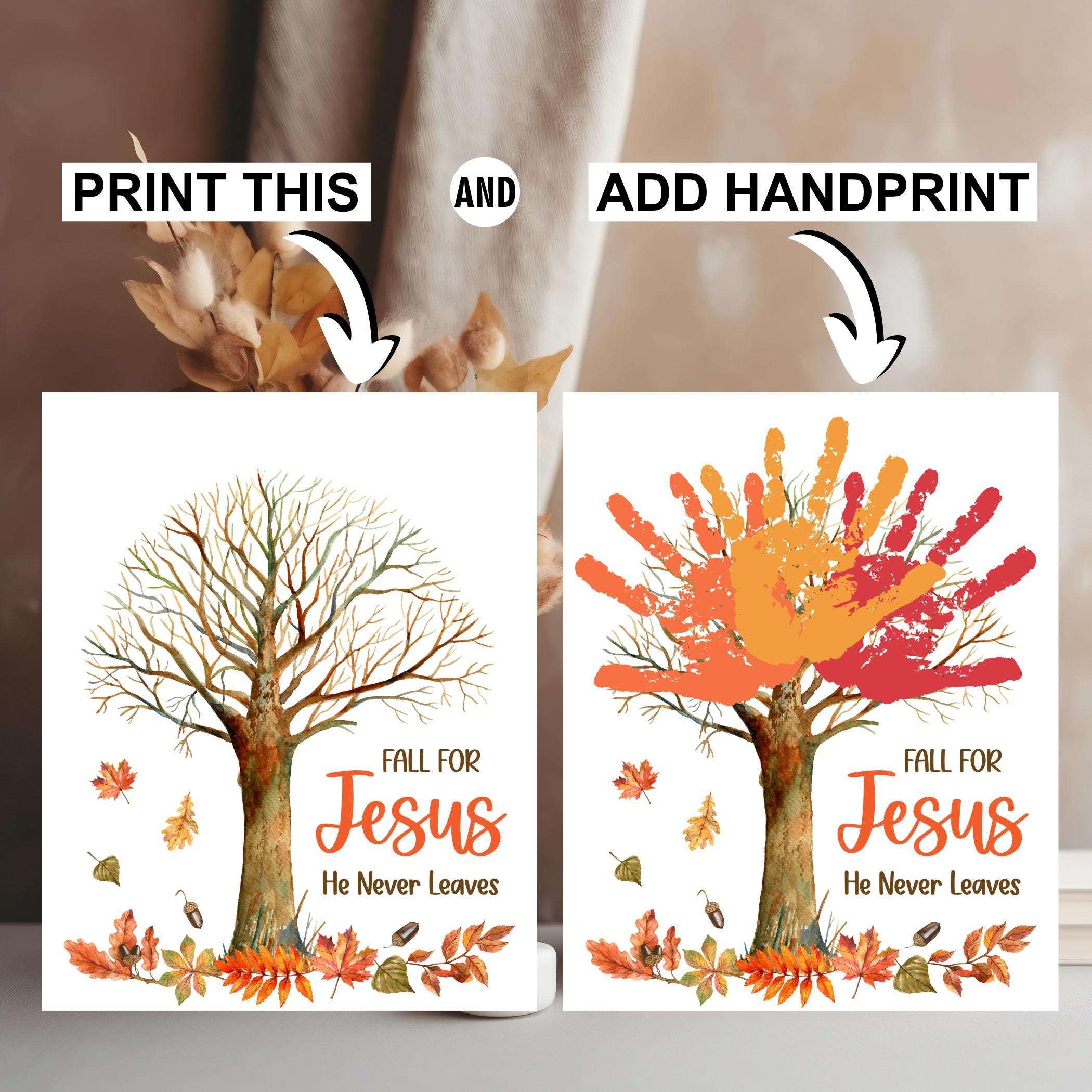 Fall Handprint Craft | Christian Fall for Jesus He Never Leaves Fall ...