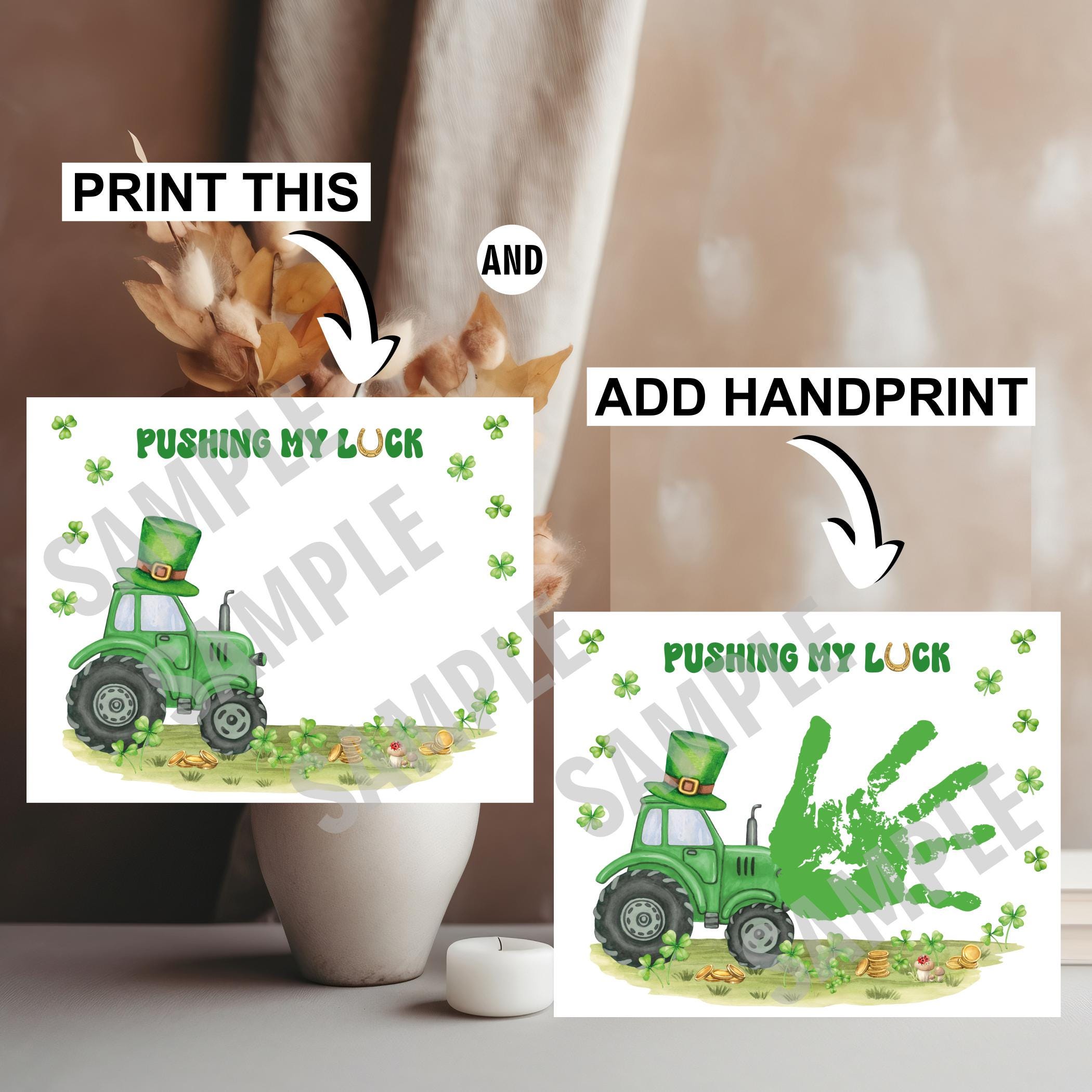 Pushing My Luck Handprint / Tractor / Clover / St. Patrick's Day ...