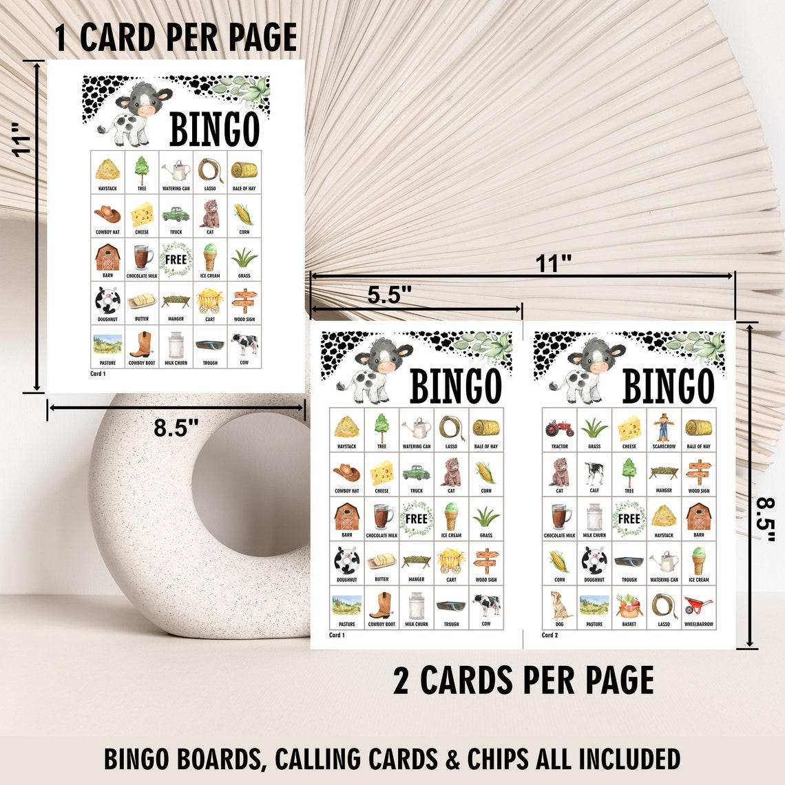 Prefilled / Cow / Bingo Cards / 50 Files / Farm Animals / Birthday Baby ...