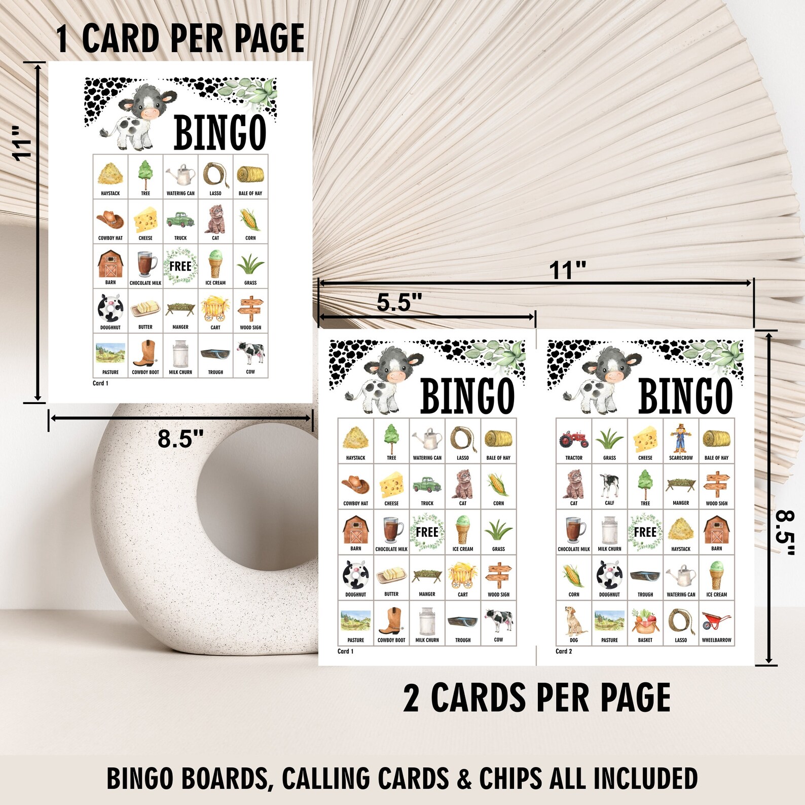 Prefilled / Cow / Bingo Cards / 50 Files / Farm Animals / Birthday Baby ...