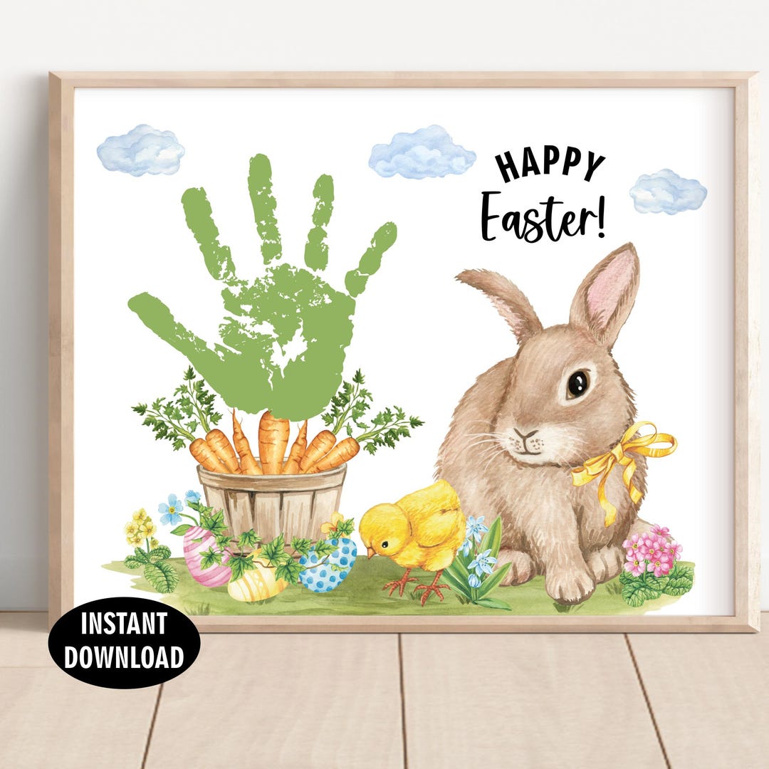 Carrots Easter Bunny Handprint / Happy Easter / Preschool Craft / Wall ...
