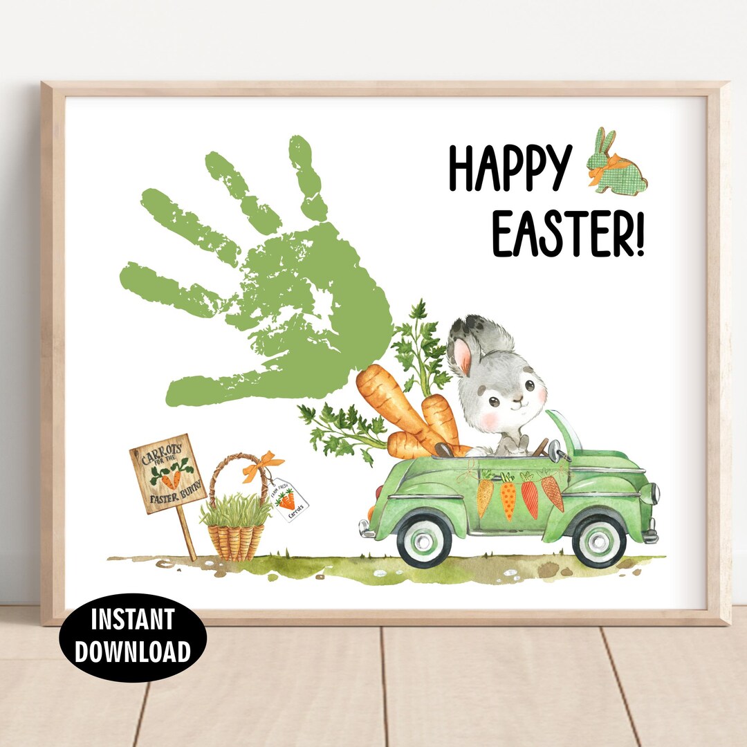 Bunny Carrot Car Handprint / Spring Handprint Craft / Wall Art ...