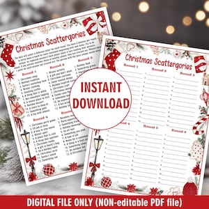 Christmas Scattergories Game | Christmas Games Holiday Party Game ...